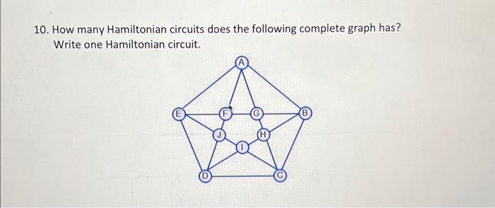 Solved 10. How many Hamiltonian circuits does the following | Chegg.com
