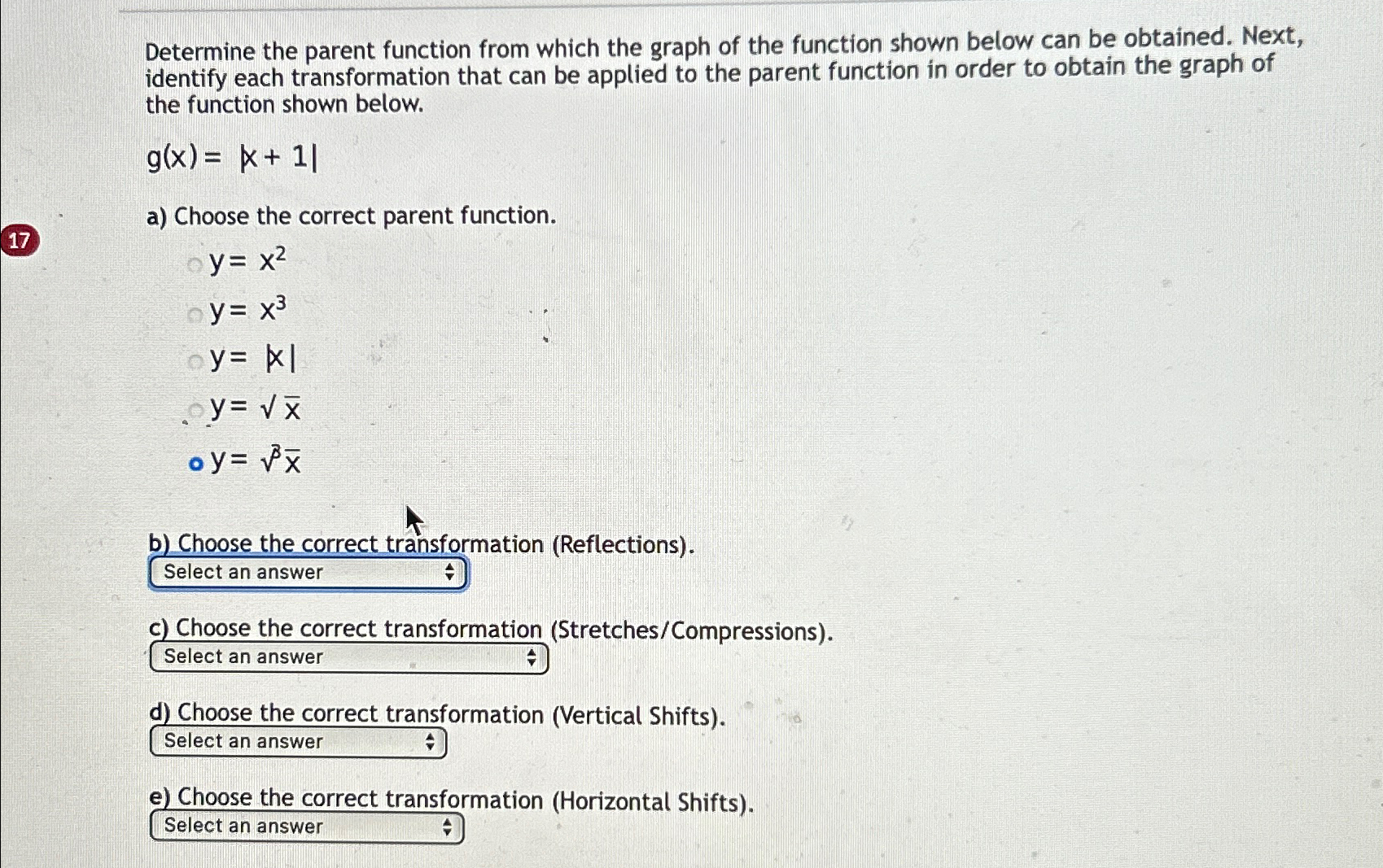Solved Determine the parent function from which the graph of | Chegg.com