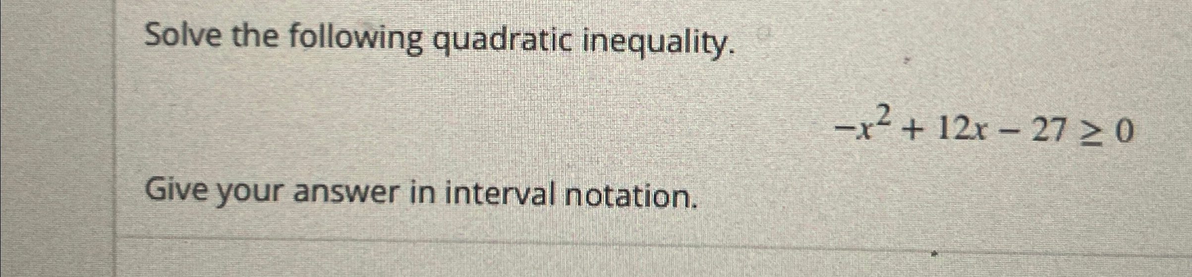 Solved Solve the following quadratic | Chegg.com