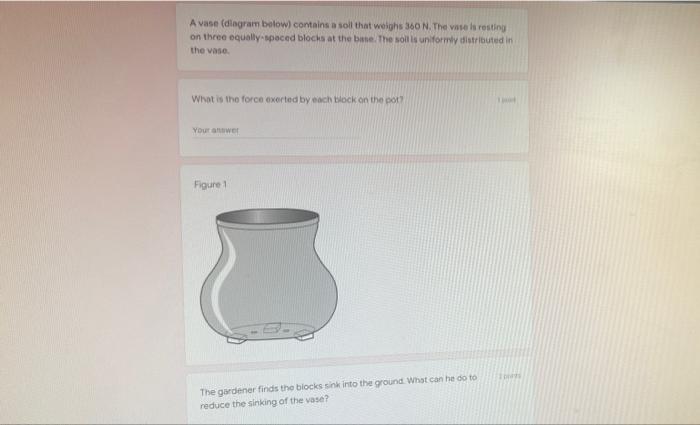Solved A vase (diagram below) contains a soll that weighs | Chegg.com