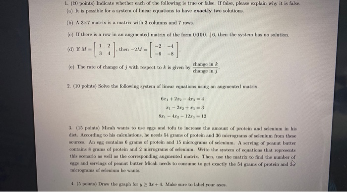 Solved 1. (10 points) Indicate whether each of the following | Chegg.com