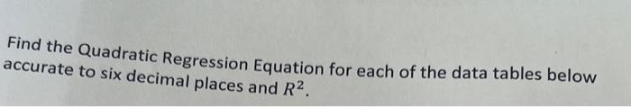 Solved Find the Quadratic Regression Equation for each of | Chegg.com