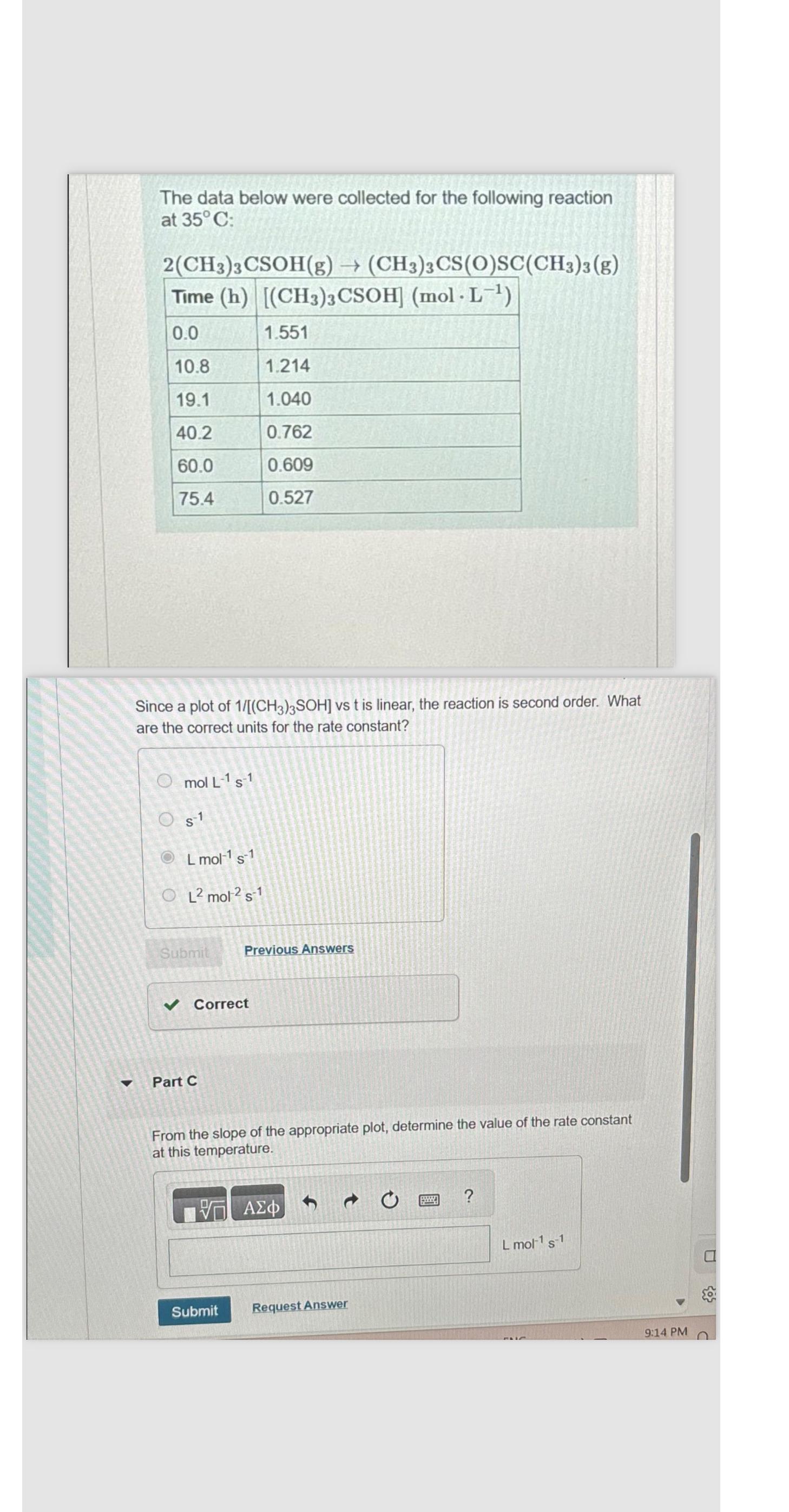 Solved The data below were collected for the following | Chegg.com