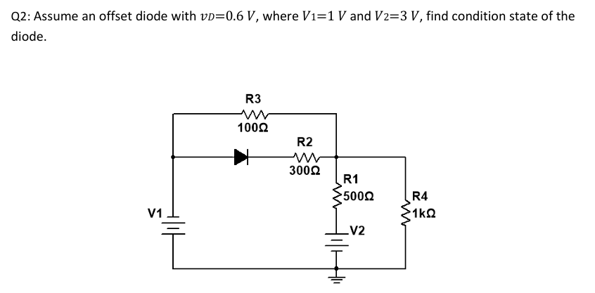 Solved Q2: Assume an ﻿offset diode with vD=0.6V, ﻿where | Chegg.com