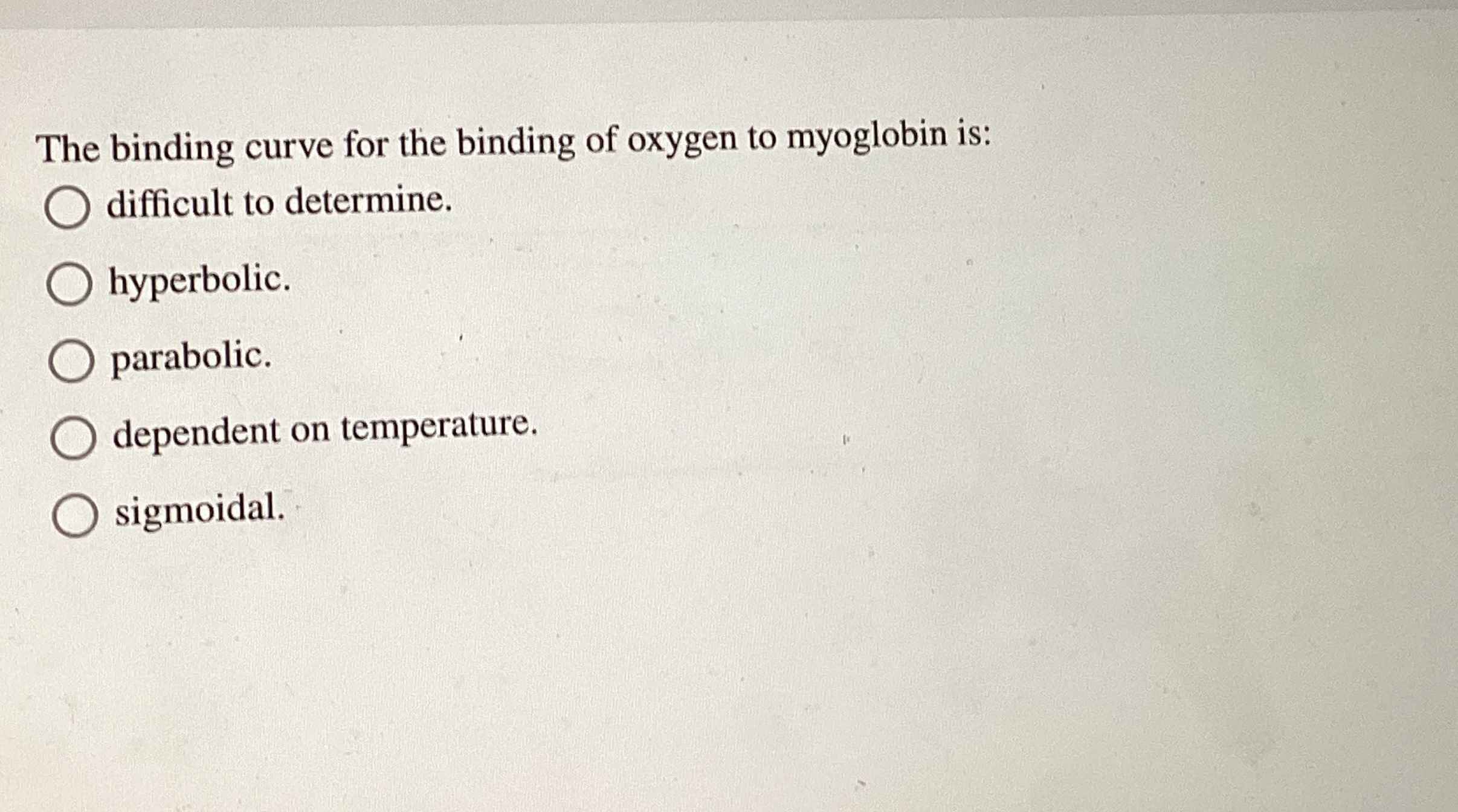 Solved The binding curve for the binding of oxygen to | Chegg.com