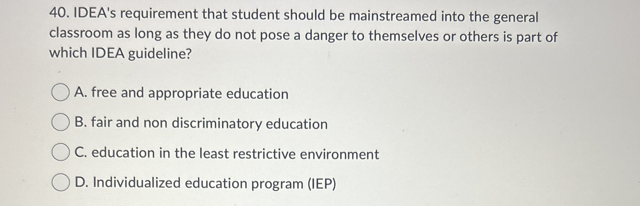 Solved IDEA's requirement that student should be | Chegg.com