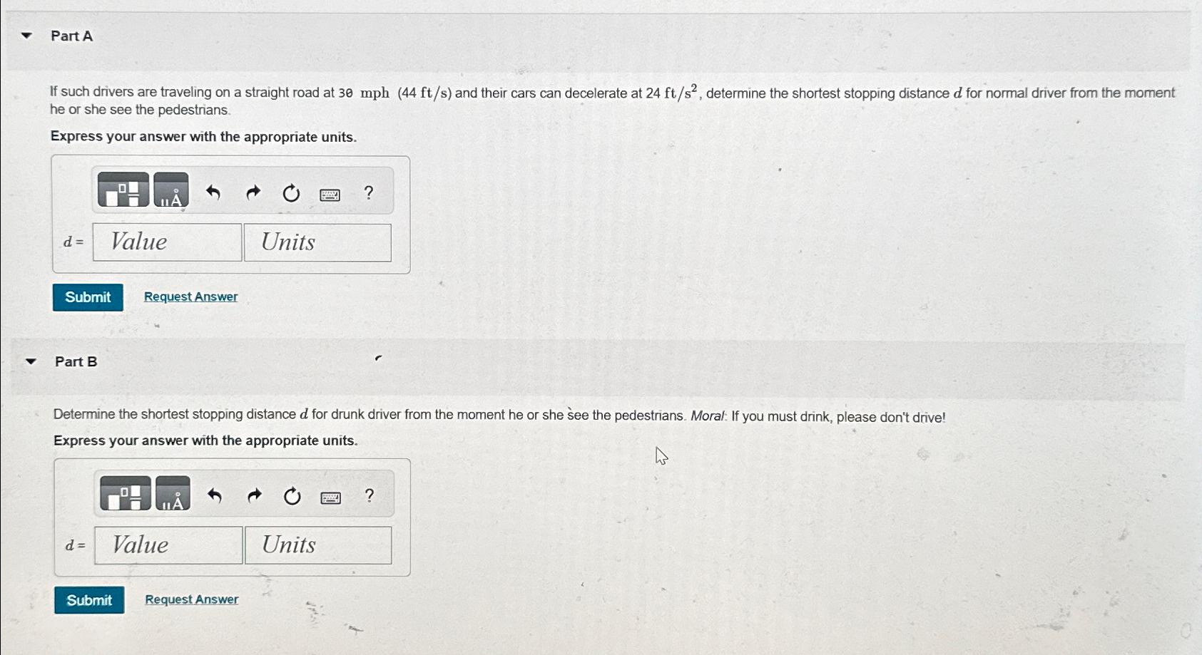 Solved Part A\\nIf such drivers are traveling on a straight | Chegg.com