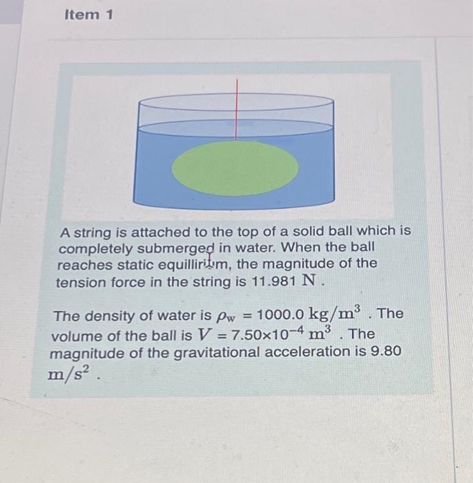 Solved Item 1 A string is attached to the top of a solid | Chegg.com