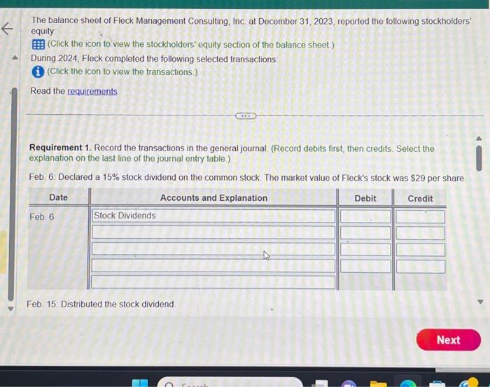 Solved The balance sheet of Fleck Management Consulting, | Chegg.com