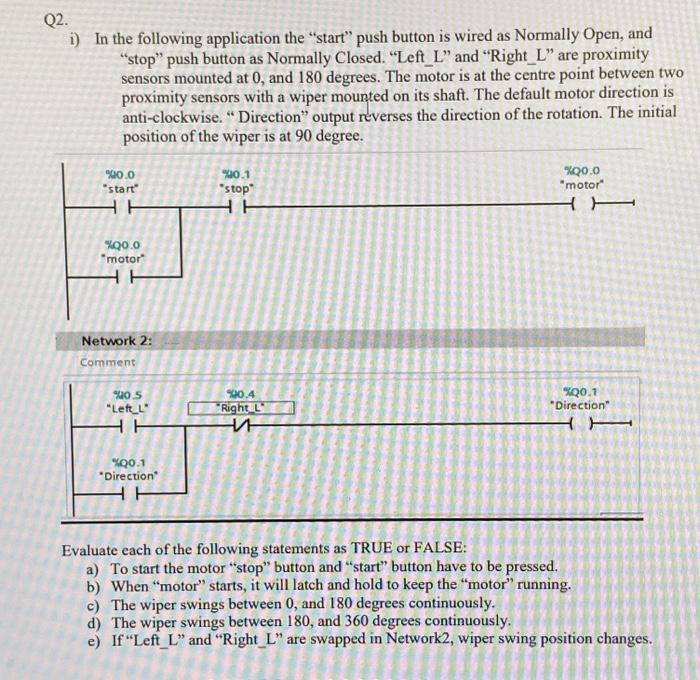 i) In the following application the "start" push | Chegg.com