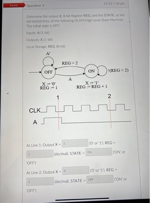 Solved Determine the output X,8-bit Register REG, and the | Chegg.com