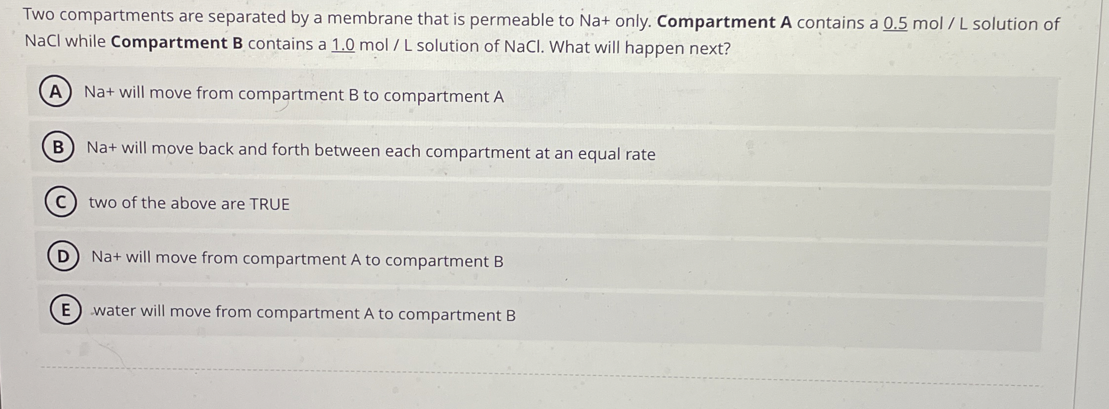 Solved Two compartments are separated by a membrane that is | Chegg.com