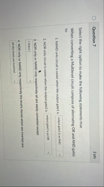 Solved Question 72 ﻿ptsSelect the right option to make the | Chegg.com