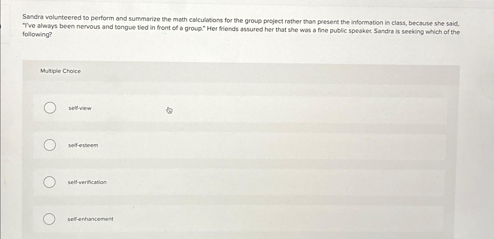 Solved Sandra volunteered to perform and summarize the math | Chegg.com