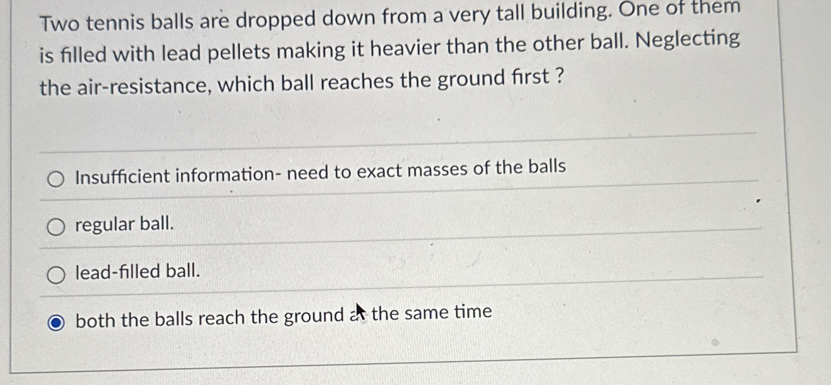 Solved Two tennis balls are dropped down from a very tall | Chegg.com