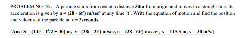 Solved PROBLEM NO-4N: A particle starts from rest at a | Chegg.com