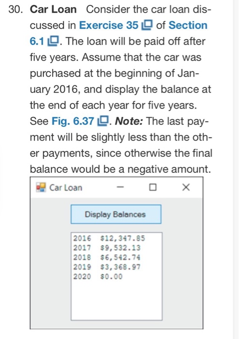 30. Car Loan Consider the car loan discussed in | Chegg.com