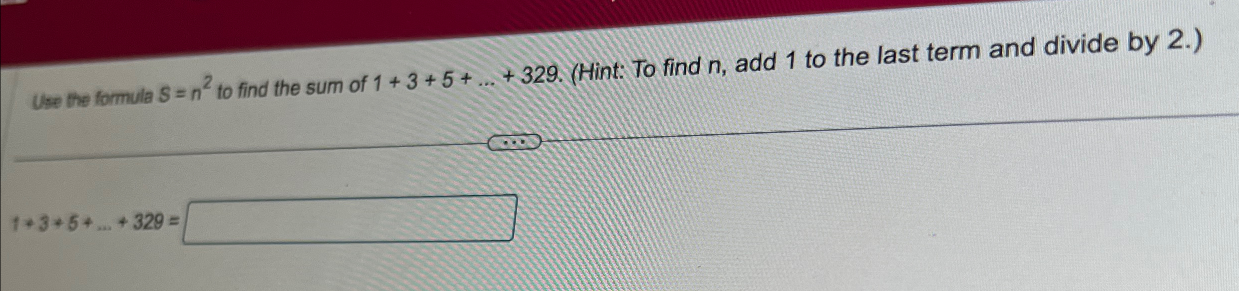 Solved Use the formula S=n2 ﻿to find the sum of | Chegg.com