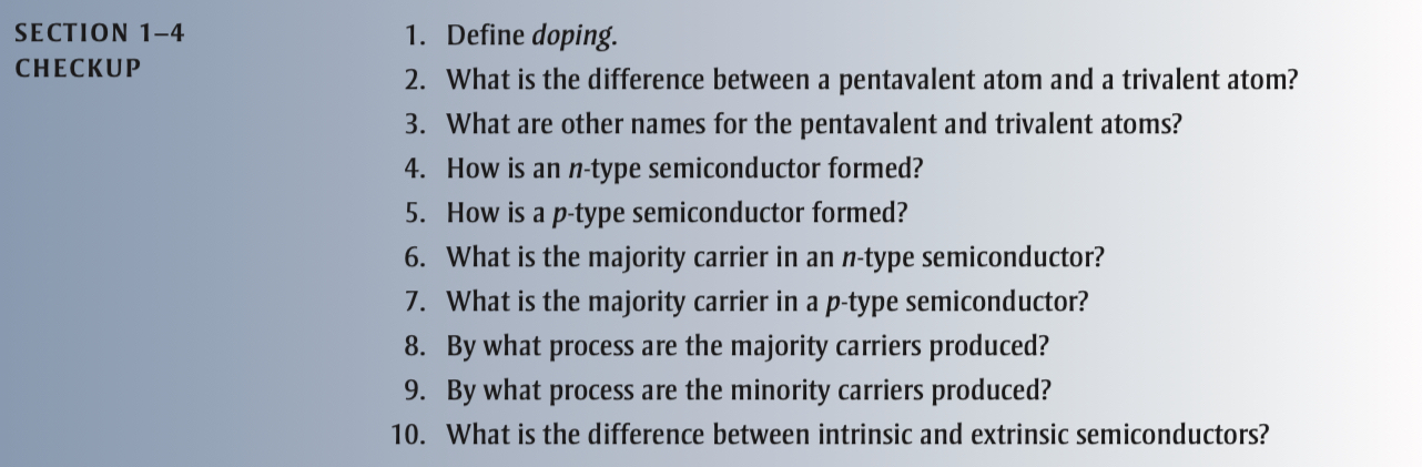 Solved SECTION 1-4Define doping.CHECKUP2. ﻿What is the | Chegg.com