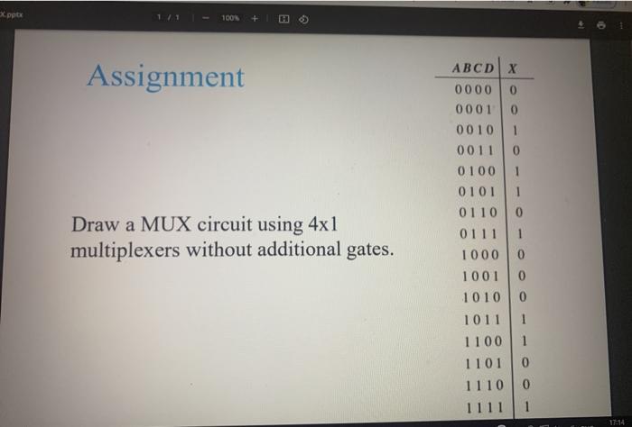 Solved Xpptx 1 / 1 100 Assignment Draw a MUX circuit using | Chegg.com