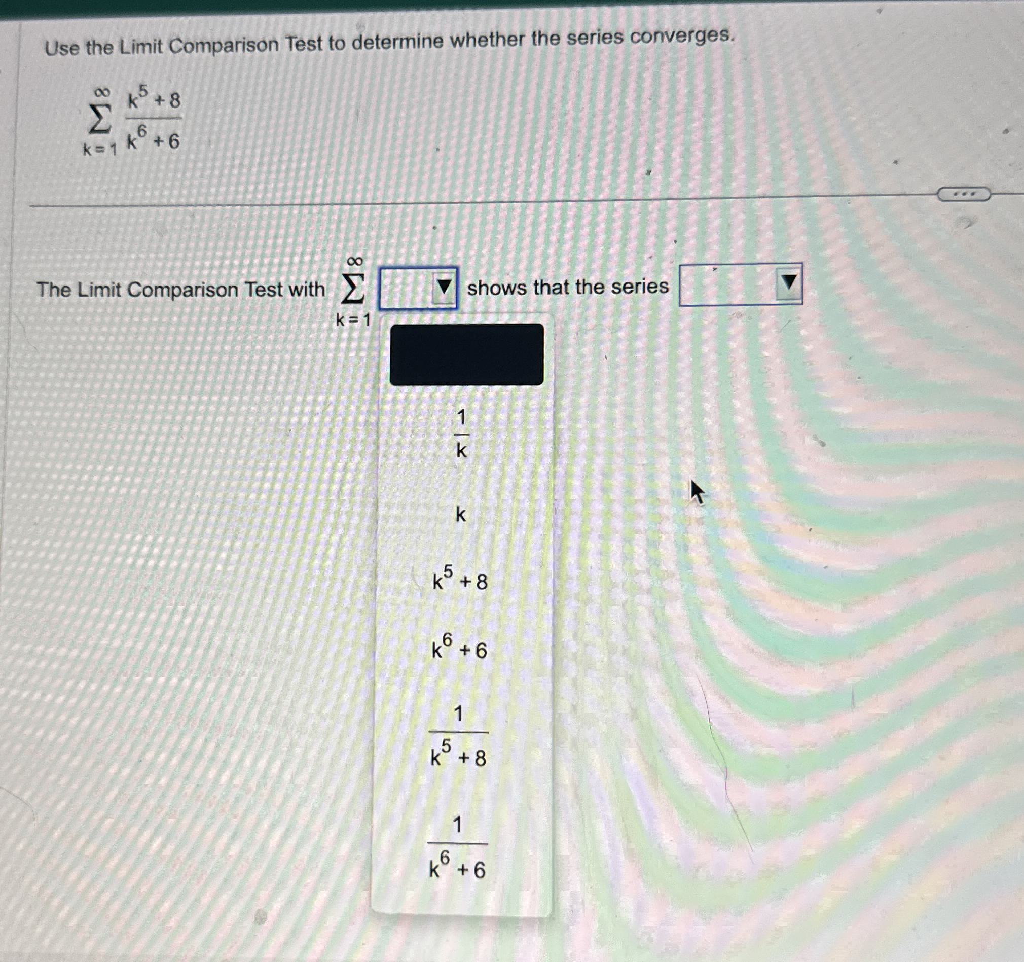 Solved Use the Limit Comparison Test to determine whether | Chegg.com