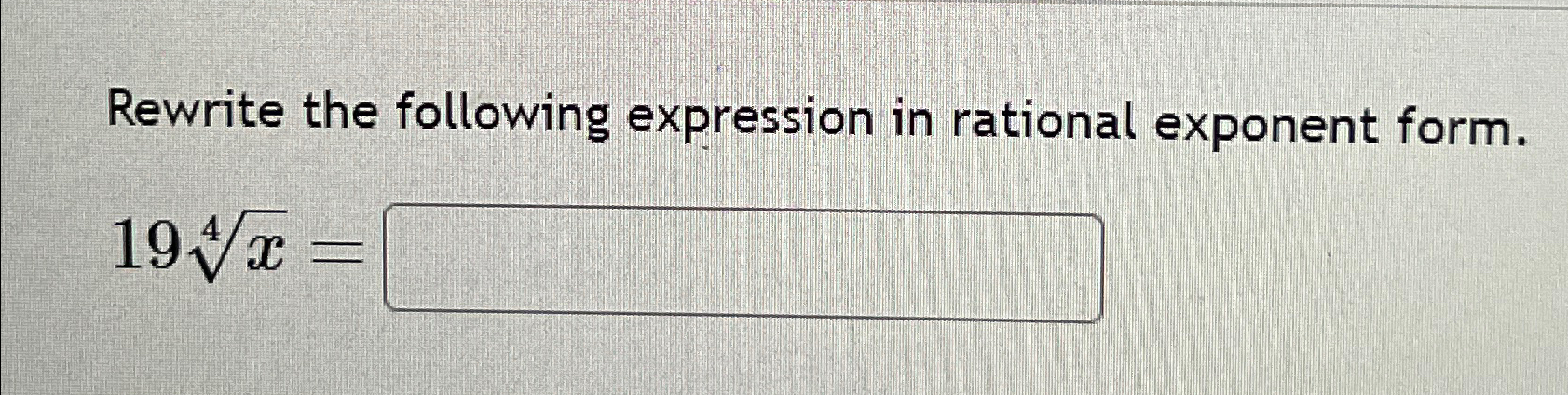 Solved Rewrite the following expression in rational exponent | Chegg.com
