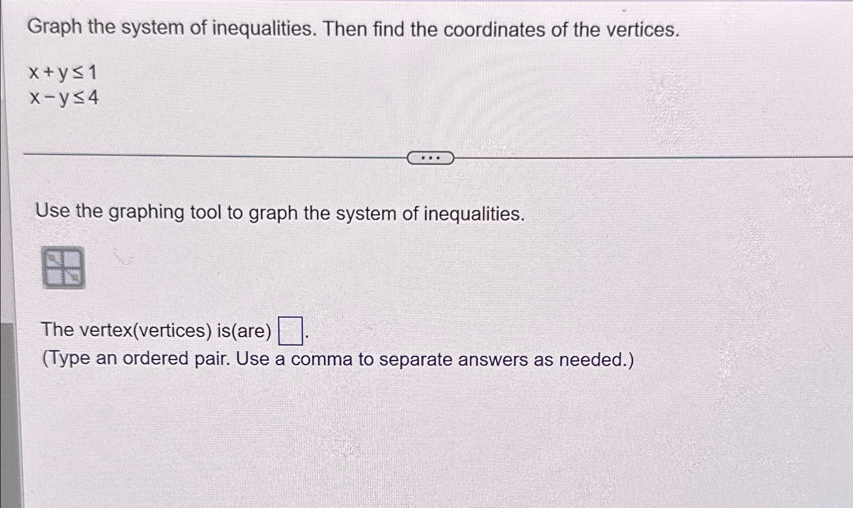 Solved Graph the system of inequalities. Then find the | Chegg.com