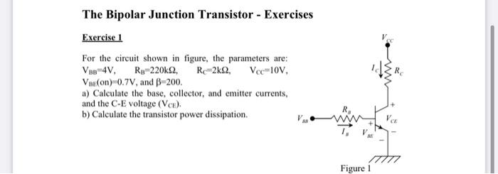 Solved The Bipolar Junction Transistor - Exercises Exercise | Chegg.com