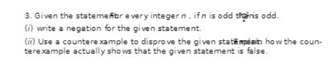 Solved Given the statementur every integer n, ﻿if n ﻿is odd | Chegg.com