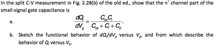 Solved In the split C-V measurement in Fig. 2.28(b) of the | Chegg.com