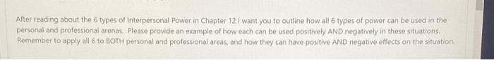 Solved After reading about the 5 types of interpersonal | Chegg.com