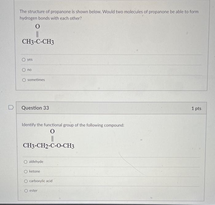 Solved The structure of propanone is shown below. Would two | Chegg.com