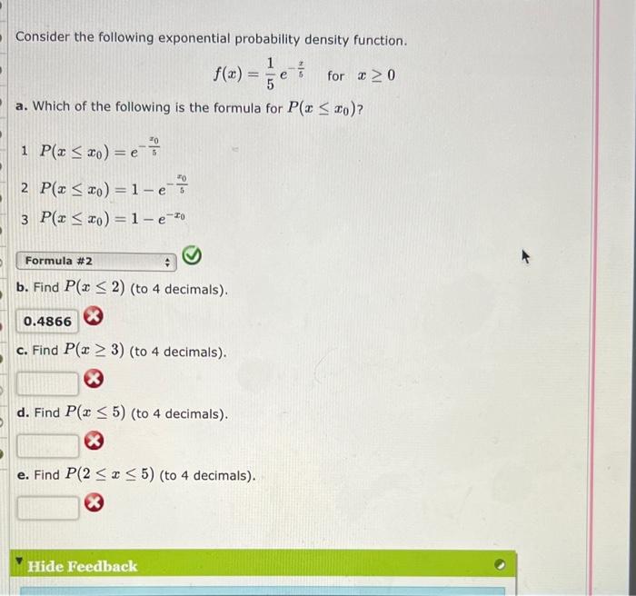 Solved Consider the following exponential probability | Chegg.com