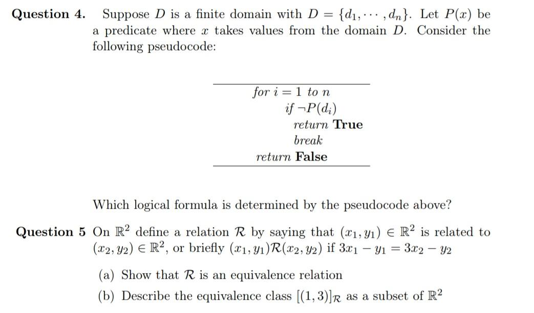 Solved Question 4. Suppose D is a finite domain with | Chegg.com