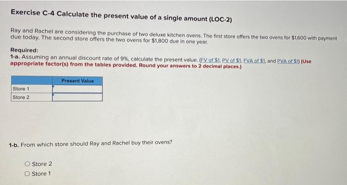 Solved Exercise C-4 Calculate the present value of a single | Chegg.com