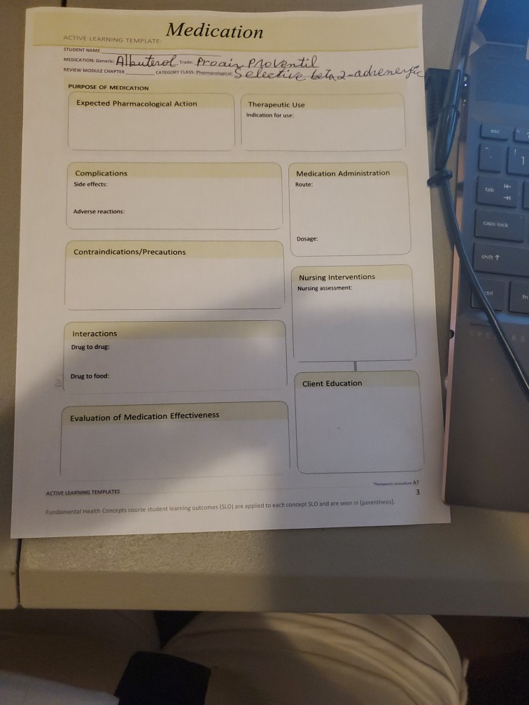 Solved Medication ACTIVE LEARNING TEMPLATE STUDENT NAME | Chegg.com