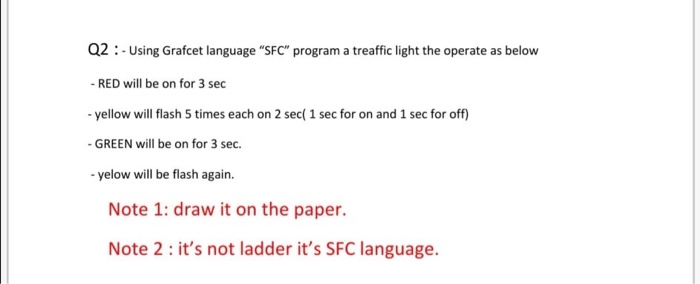 Solved Q2 : - Using Grafcet language "SFC" program a | Chegg.com