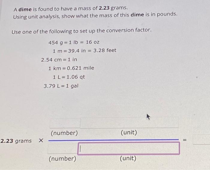 Solved A dime is found to have a mass of 2.23 grams. Using | Chegg.com