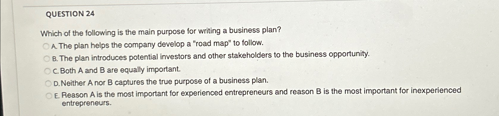 Solved QUESTION 24Which of the following is the main purpose | Chegg.com