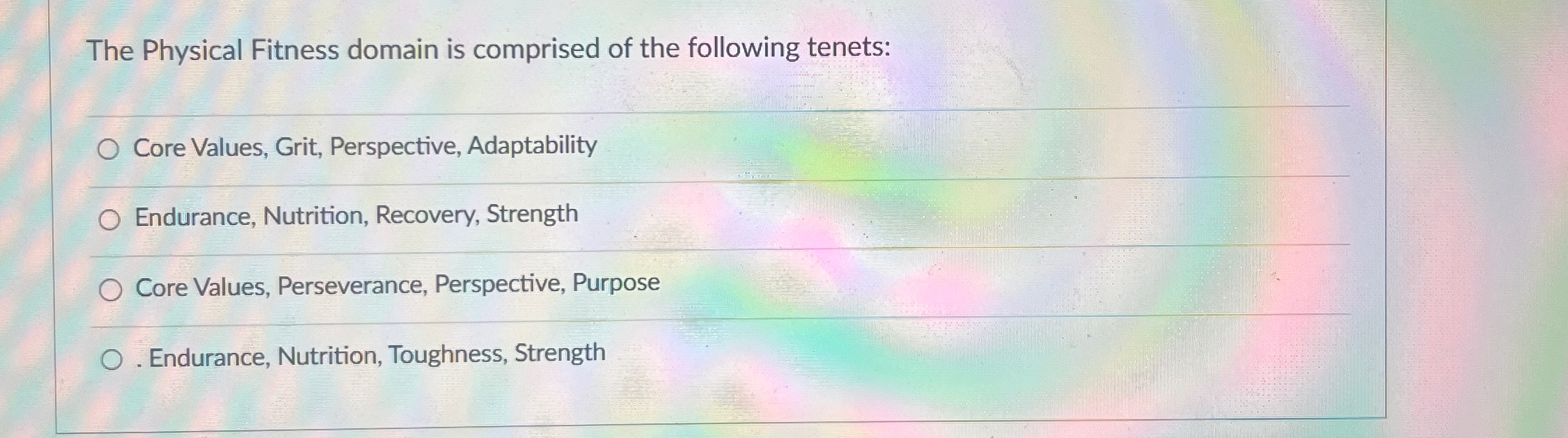 Solved The Physical Fitness domain is comprised of the | Chegg.com
