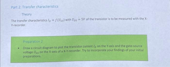 Solved Part 2: Transfer characteristics Theory The transfer | Chegg.com
