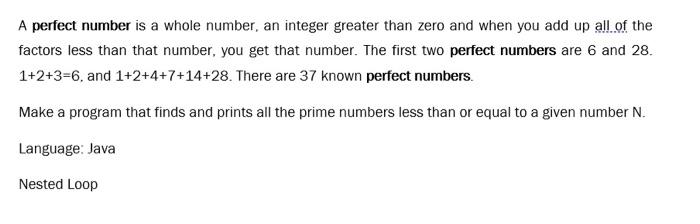 Solved A perfect number is a whole number, an integer | Chegg.com