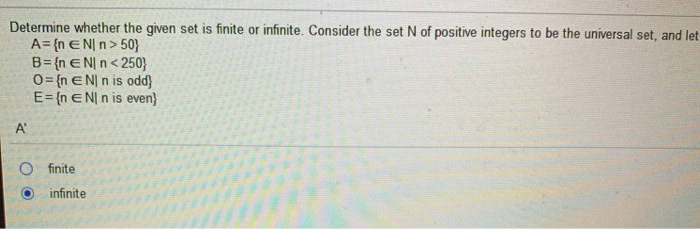 Solved Determine whether the given set is finite or | Chegg.com
