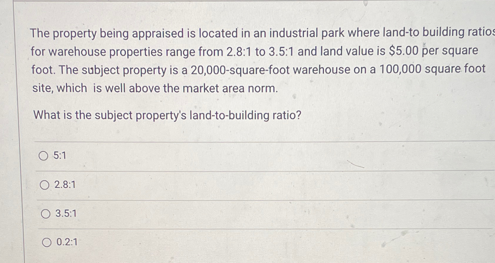 Solved The property being appraised is located in an | Chegg.com