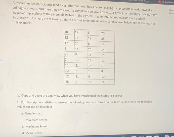 Solved A researcher has participants read a vignette that | Chegg.com