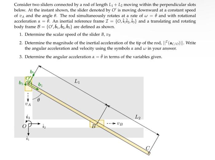 Solved Consider two sliders connected by a rod of length | Chegg.com
