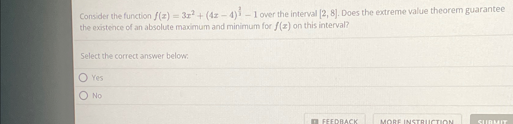 Solved Consider the function f(x)=3x2+(4x-4)23-1 ﻿over the | Chegg.com