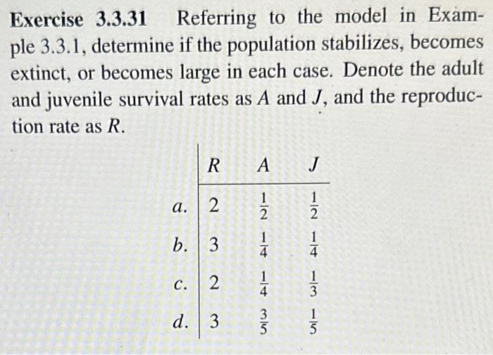 Solved Exercise 3.3.31 Referring to the model in Example | Chegg.com