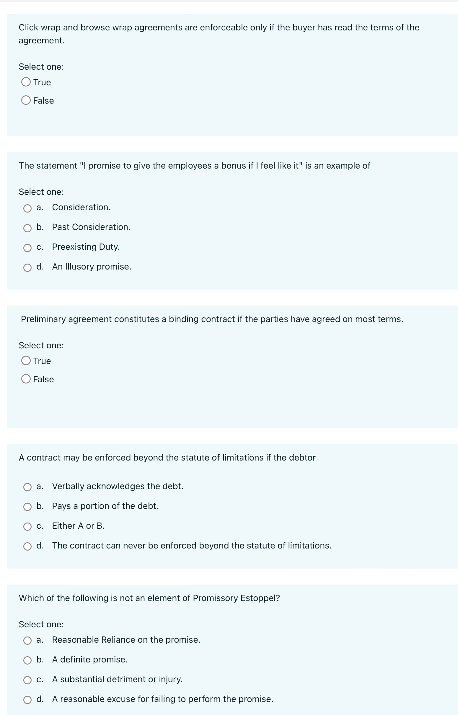 Solved Click wrap and browse wrap agreements are enforceable | Chegg.com