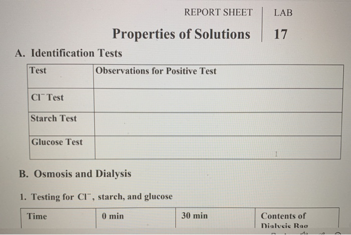 Solved REPORT SHEET LAB 17 Properties of Solutions A. | Chegg.com